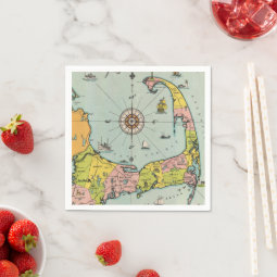 Vintage Map of Cape Cod Paper Napkins | Zazzle