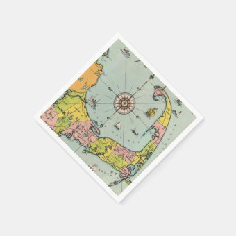Vintage Map of Cape Cod Paper Napkins | Zazzle