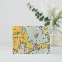 Vintage Map of Cape Cod Postcard | Zazzle