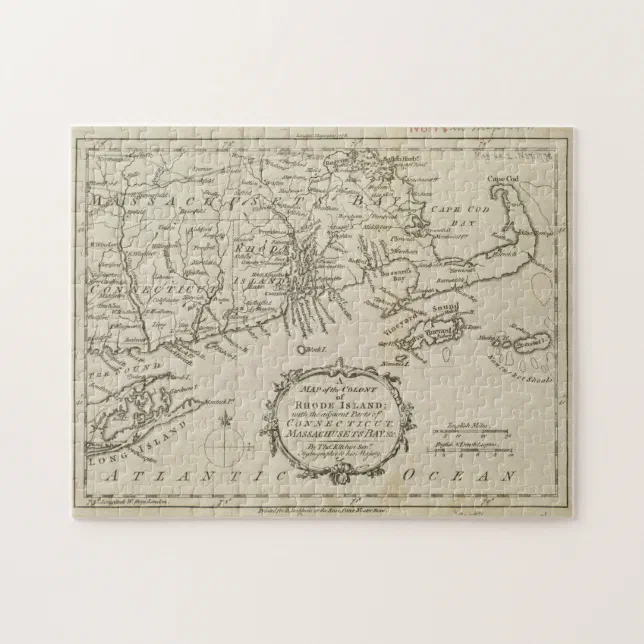 Vintage Map of Cape Cod & Rhode Island (1778) Jigsaw Puzzle | Zazzle