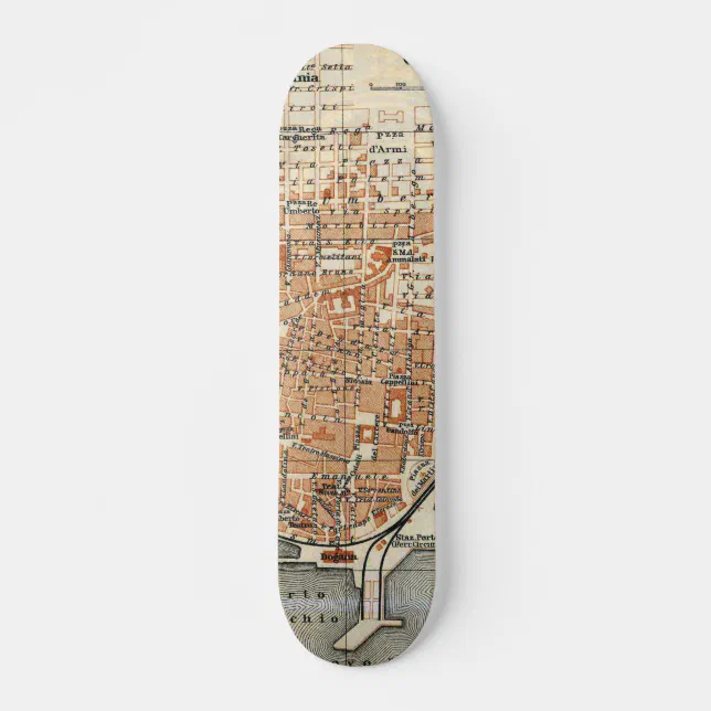 Vintage Map of Catania Italy (1905) Skateboard Deck | Zazzle