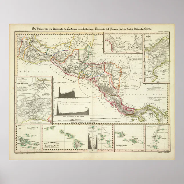 Vintage Map of Central America (1840) Poster | Zazzle