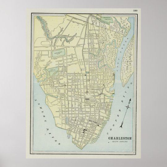 Vintage Map of Charleston SC (1901) Poster | Zazzle.com