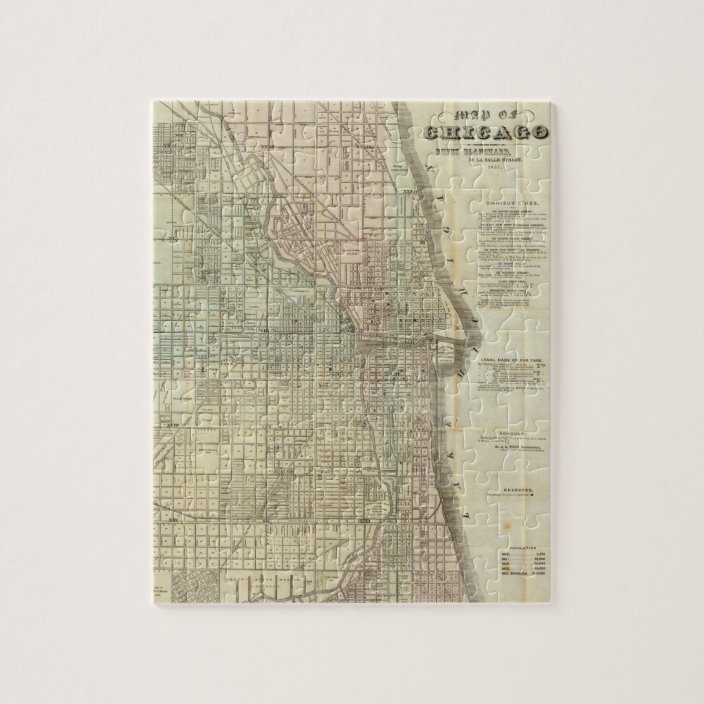Vintage Map of Chicago (1857) Jigsaw Puzzle | Zazzle.com