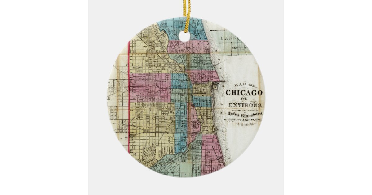 Vintage Map of Chicago (1869) Ceramic Ornament | Zazzle