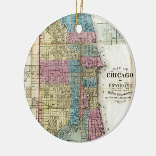 Vintage Map of Chicago (1869) Ceramic Ornament | Zazzle