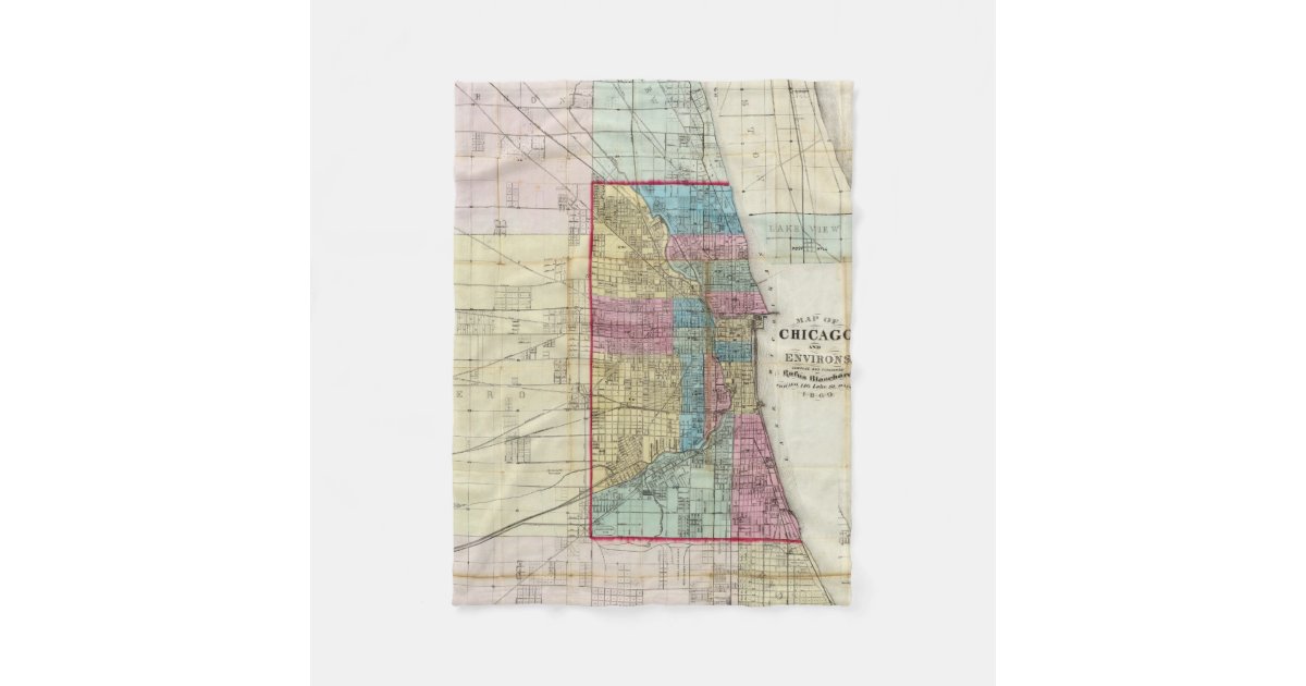 Vintage Map of Chicago (1869) Fleece Blanket | Zazzle