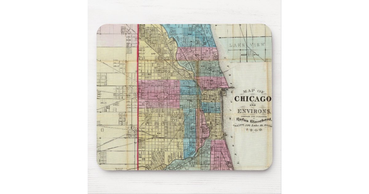 Vintage Map of Chicago (1869) Mouse Pad | Zazzle