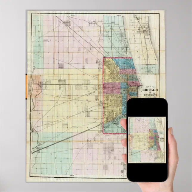 Vintage Map of Chicago (1869) Poster | Zazzle