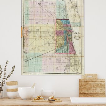 Vintage Map of Chicago (1869) Poster | Zazzle