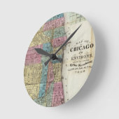 Vintage Map of Chicago (1869) Round Clock | Zazzle