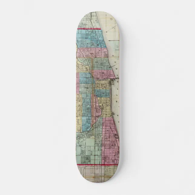 Vintage Map of Chicago (1869) Skateboard Deck | Zazzle