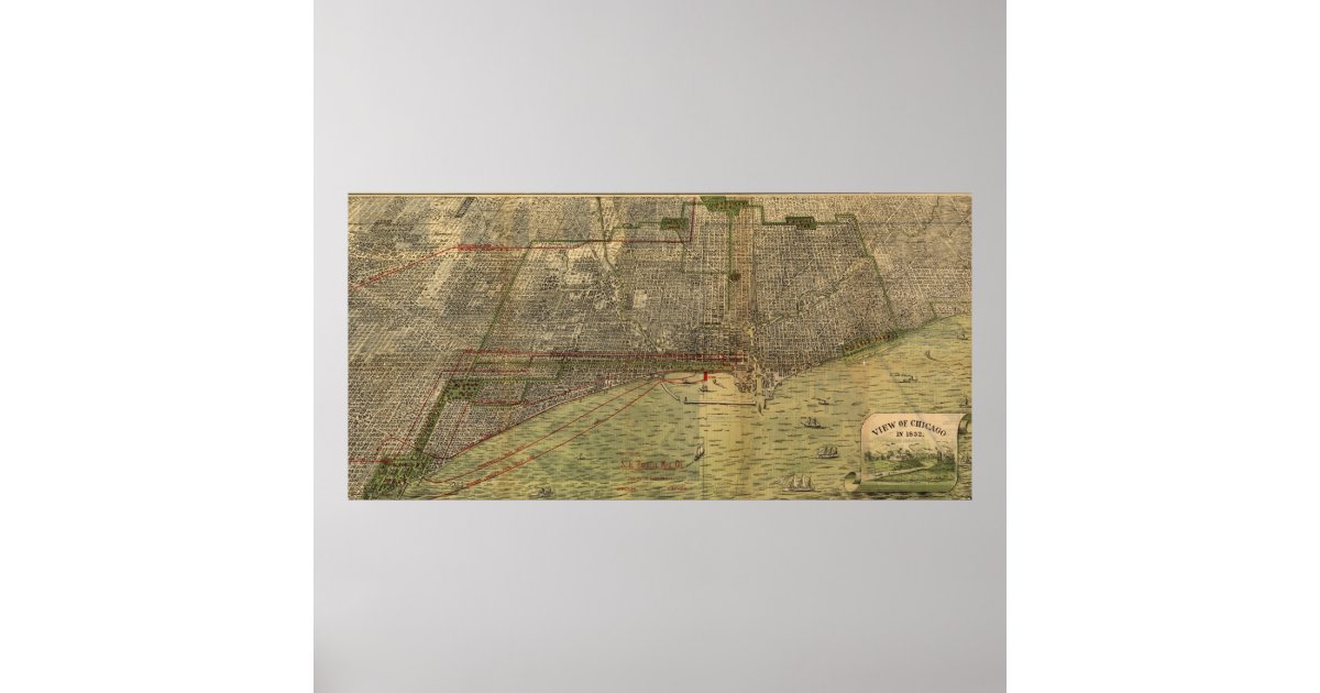 Vintage Map of Chicago (1892) Poster | Zazzle