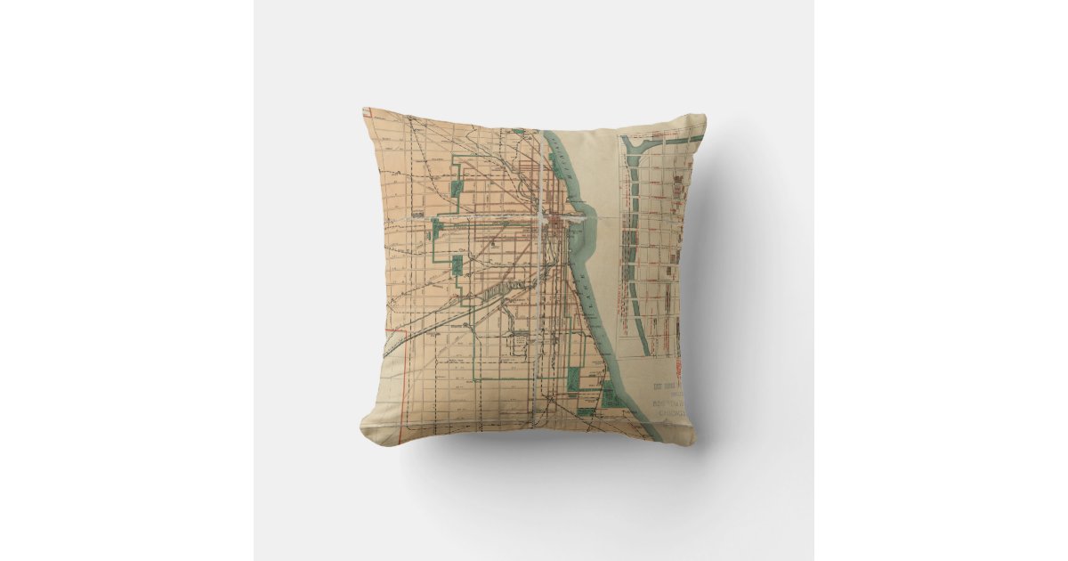 Vintage Map of Chicago Illinois (1889) Throw Pillow | Zazzle