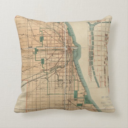 Vintage Map of Chicago Illinois (1889) Throw Pillow | Zazzle.com