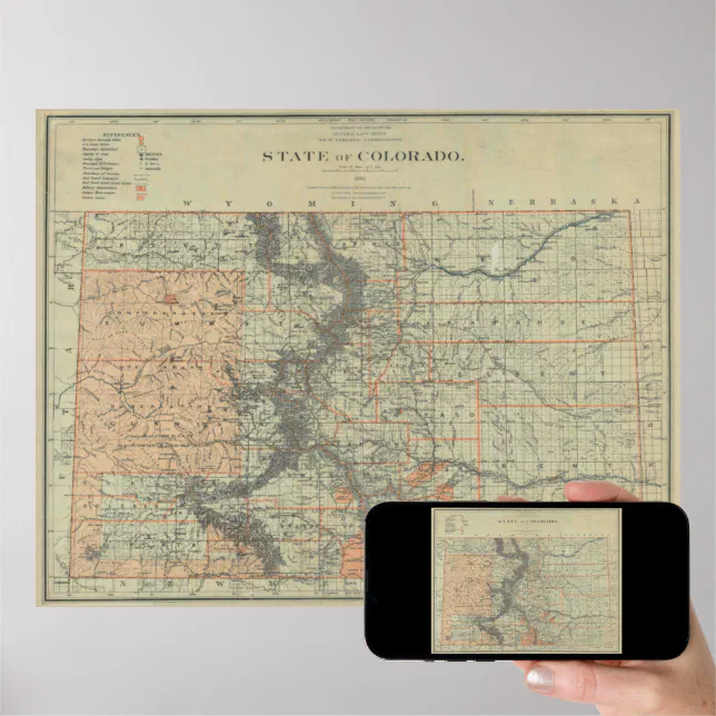 Vintage Map of Colorado (1881) Poster | Zazzle