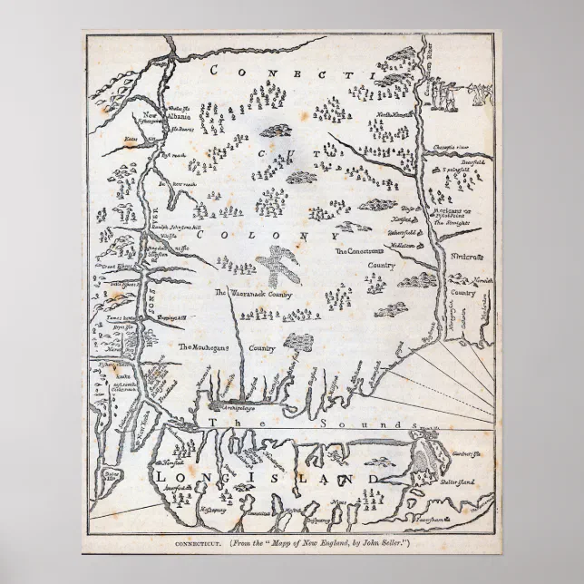 Vintage Map of Connecticut Poster | Zazzle