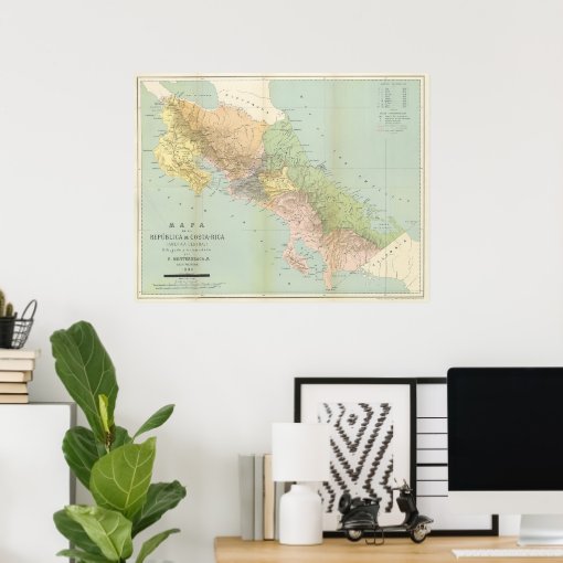 Vintage Map of Costa Rica (1889) Poster | Zazzle