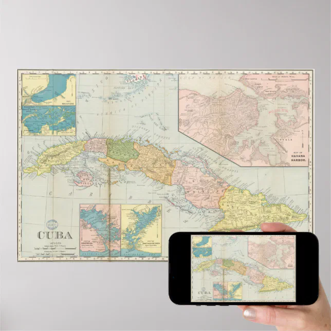 Vintage Map of Cuba (1898) Poster | Zazzle