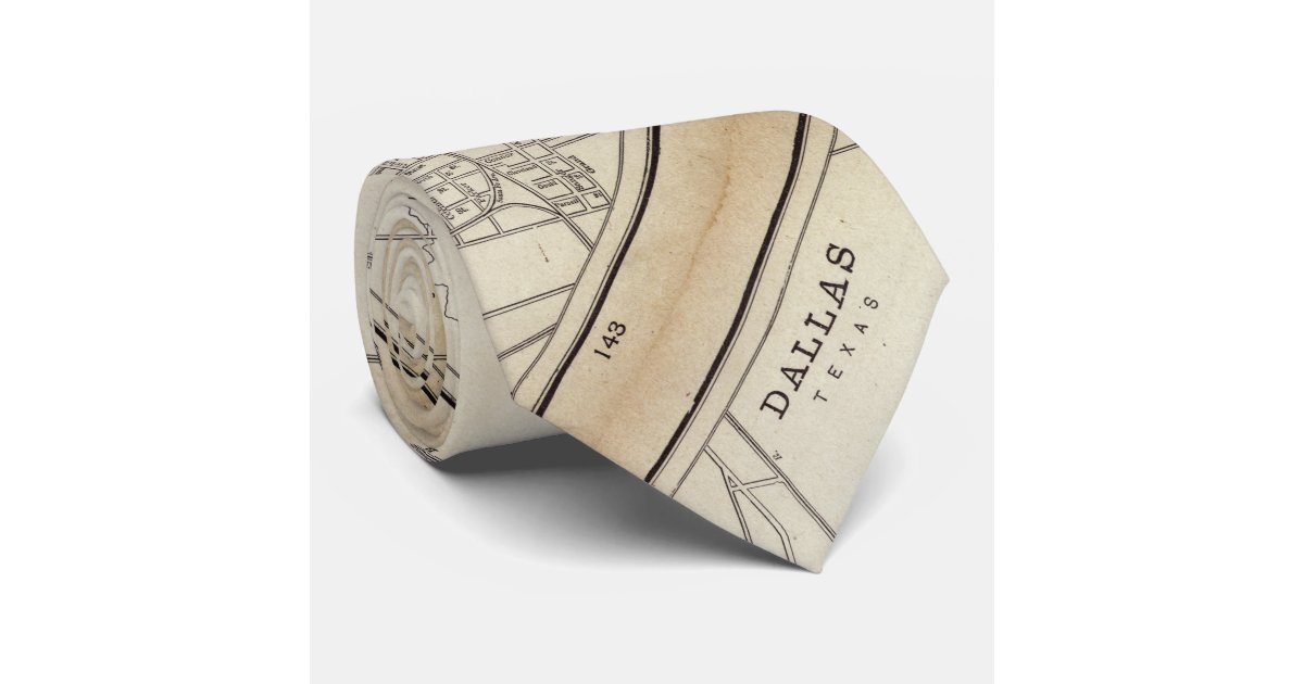 Vintage map of Dallas, TX (1890) Neck Tie | Zazzle