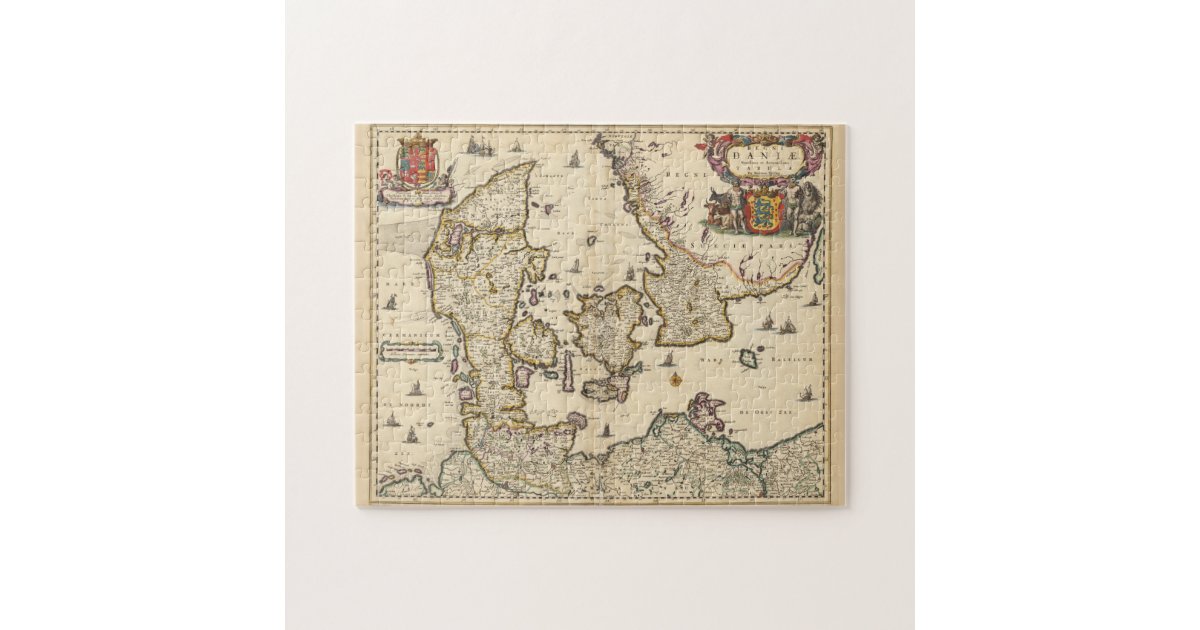 Vintage Map of Denmark (1690) Jigsaw Puzzle | Zazzle