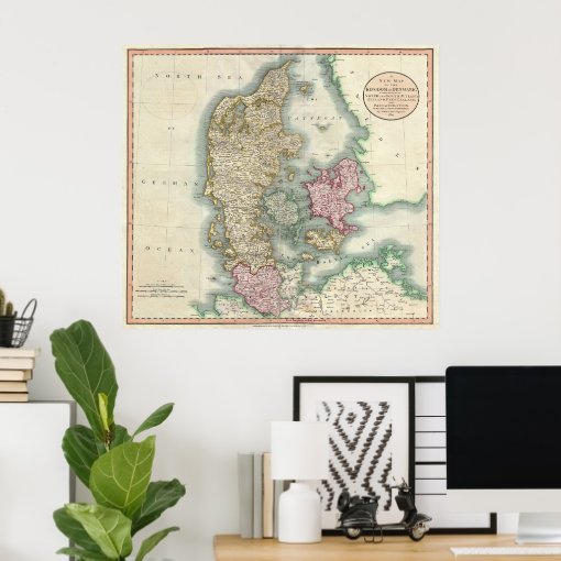 Vintage Map of Denmark (1801) Poster | Zazzle