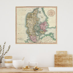 Vintage Map of Denmark (1801) Poster | Zazzle