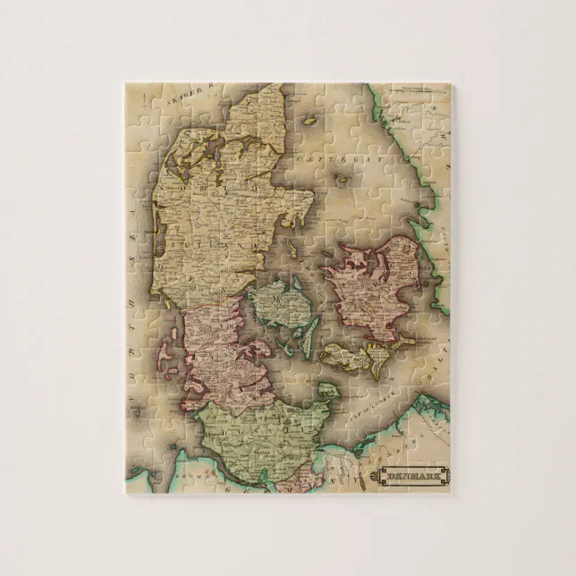 Vintage Map of Denmark (1831) Jigsaw Puzzle | Zazzle