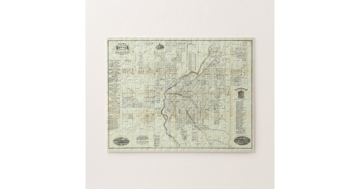 Vintage Map of Denver CO (1879) Jigsaw Puzzle | Zazzle