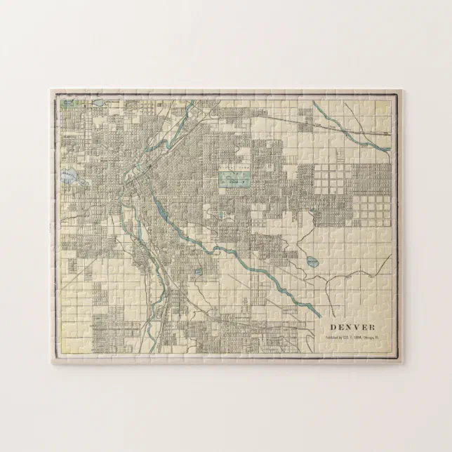 Vintage Map of Denver Colorado (1901) Jigsaw Puzzle | Zazzle