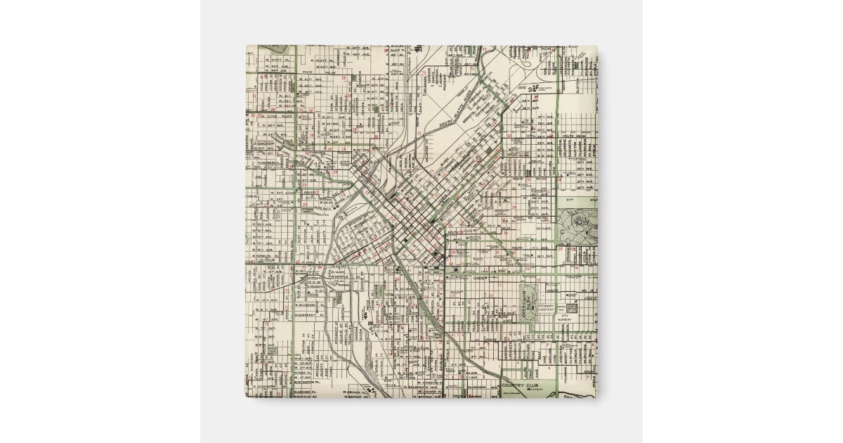 Vintage Map of Denver Colorado (1920) Magnet | Zazzle