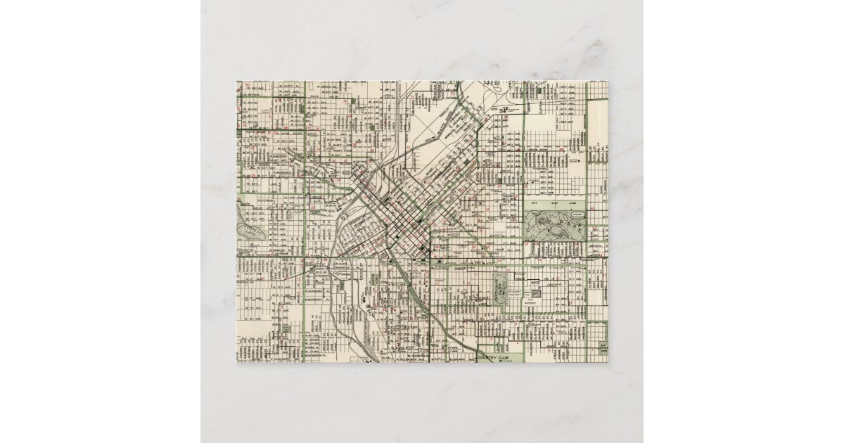 Vintage Map of Denver Colorado (1920) Postcard | Zazzle
