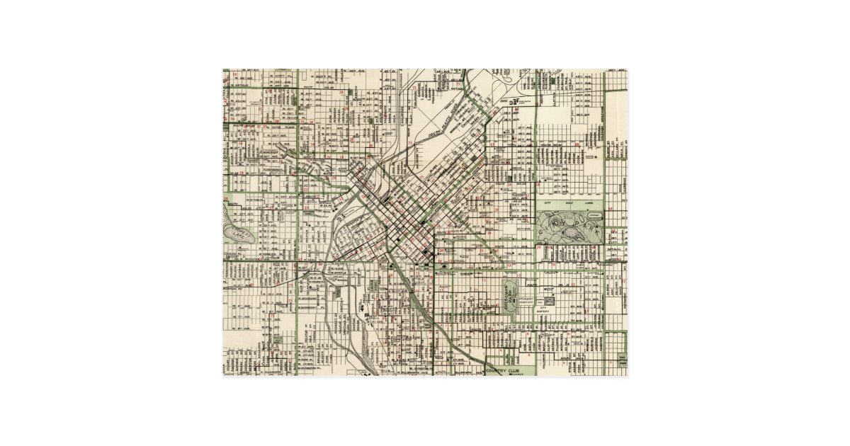 Vintage Map of Denver Colorado (1920) Postcard | Zazzle.com