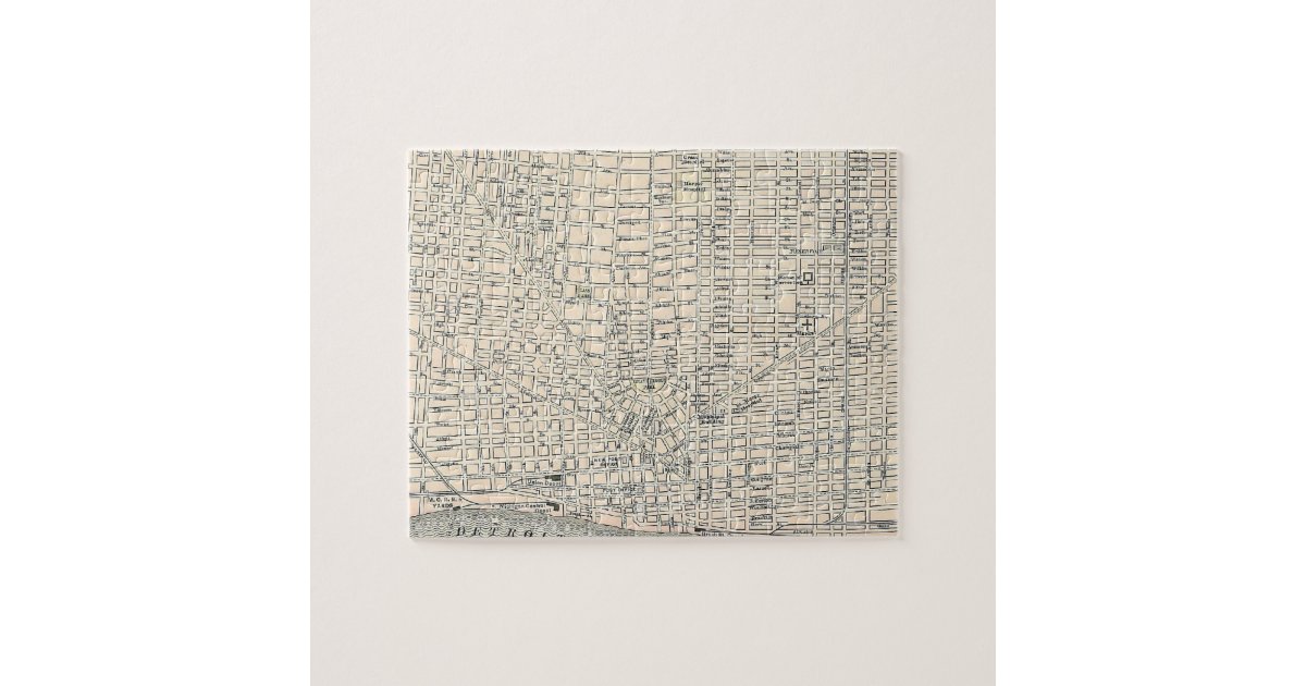 Vintage Map of Detroit (1895) Jigsaw Puzzle | Zazzle