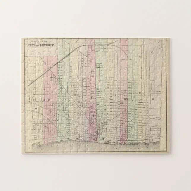 Vintage Map of Detroit Michigan (1886) Jigsaw Puzzle | Zazzle
