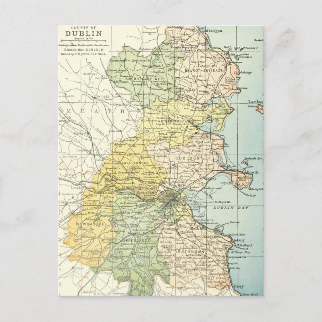 Vintage Map of Dublin and Surrounding Areas (1900) Postcard | Zazzle