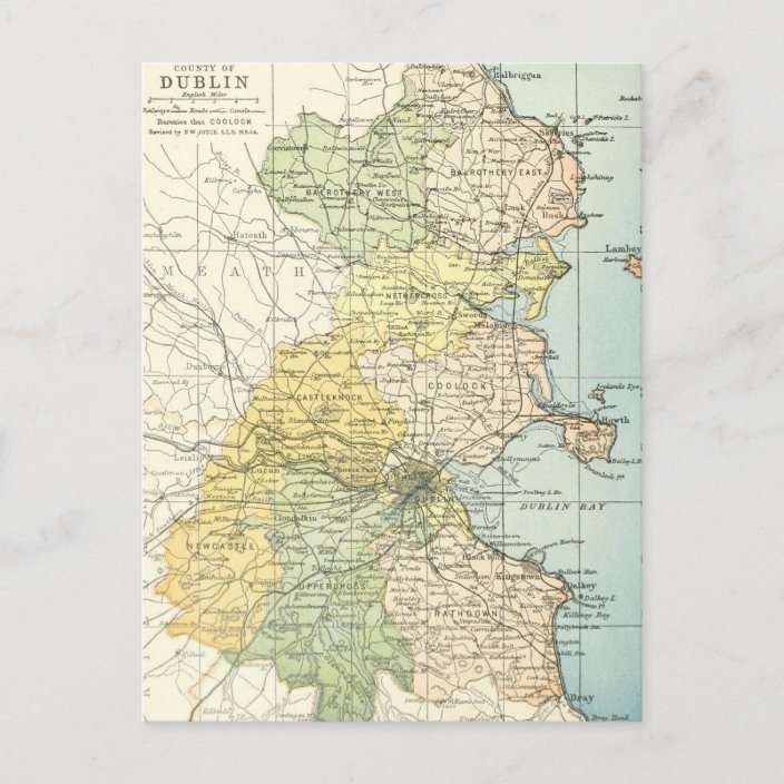Vintage Map of Dublin and Surrounding Areas (1900) Postcard | Zazzle.com