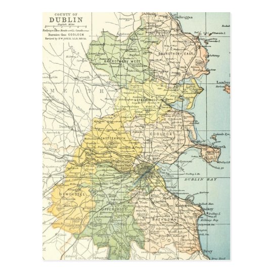 Vintage Map of Dublin and Surrounding Areas (1900) Postcard | Zazzle.com