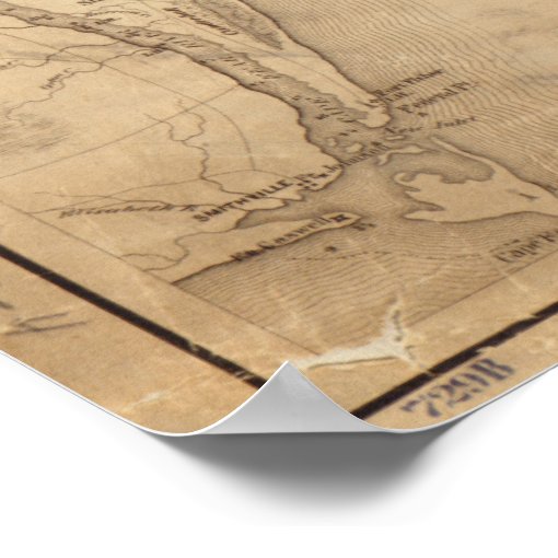 Vintage Map of Eastern North Carolina (1862) Poster | Zazzle