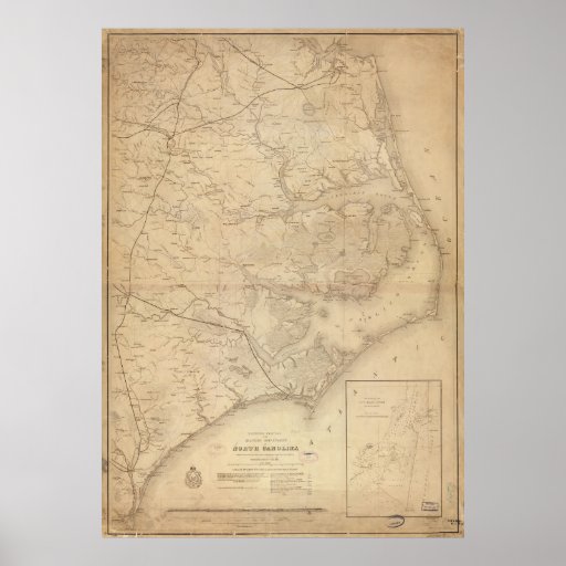 Vintage Map of Eastern North Carolina (1862) Poster | Zazzle