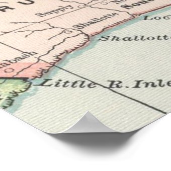 Vintage Map of Eastern North Carolina (1891) Poster | Zazzle