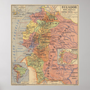 Prints Art & Collectibles Ecuador Map Poster Print etna.com.pe