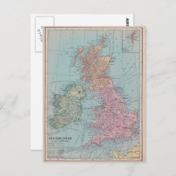 Vintage Map of England Postcard | Zazzle