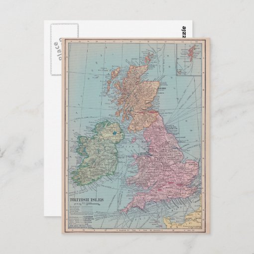 Vintage Map of England Postcard | Zazzle