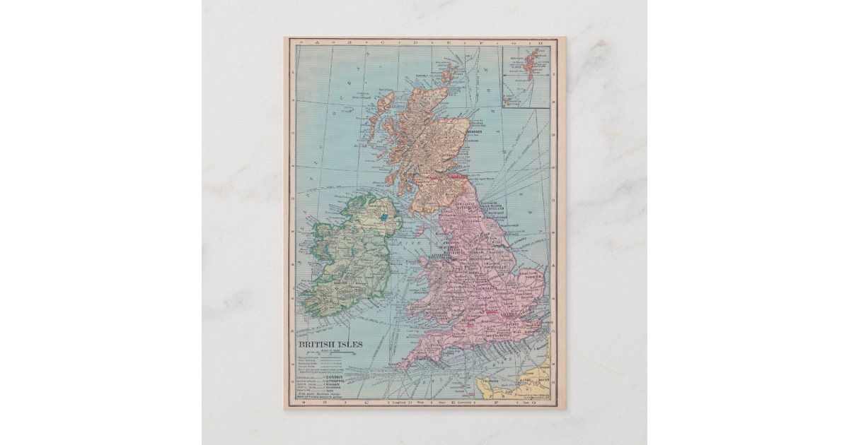 Vintage Map of England Postcard | Zazzle