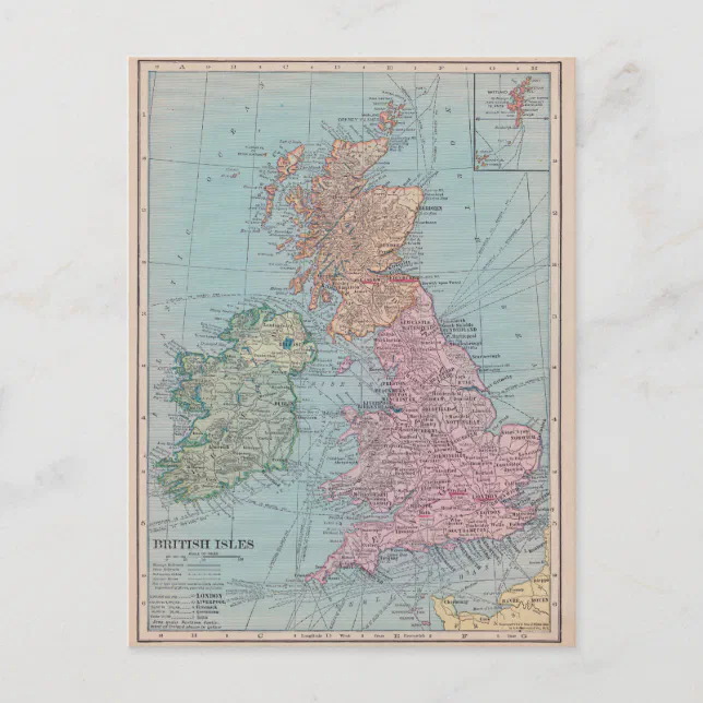 Vintage Map of England Postcard | Zazzle