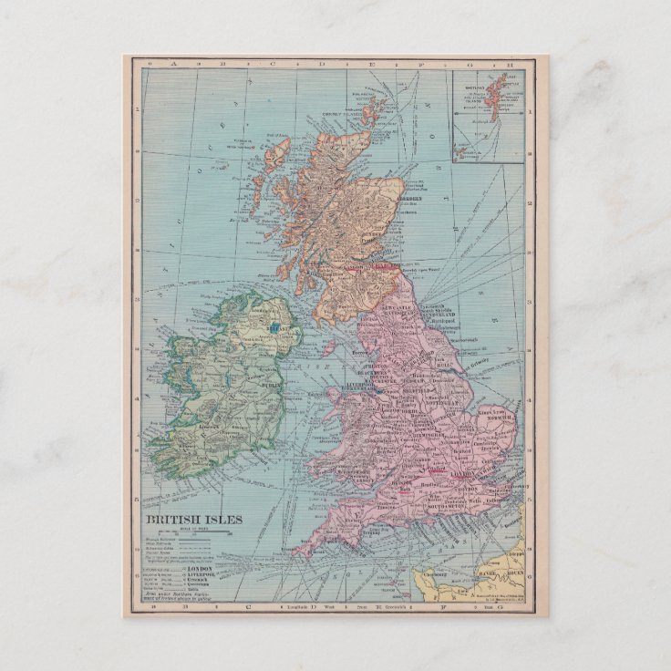 Vintage Map of England Postcard | Zazzle