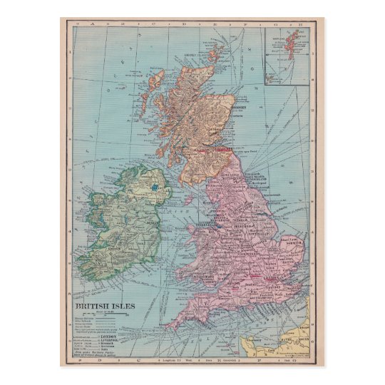 Vintage Map of England Postcard | Zazzle.com