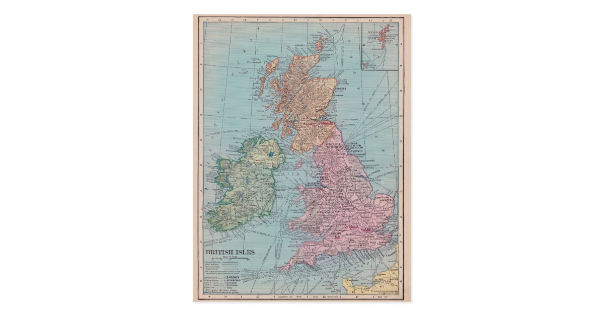 Vintage Map of England Postcard | Zazzle.com