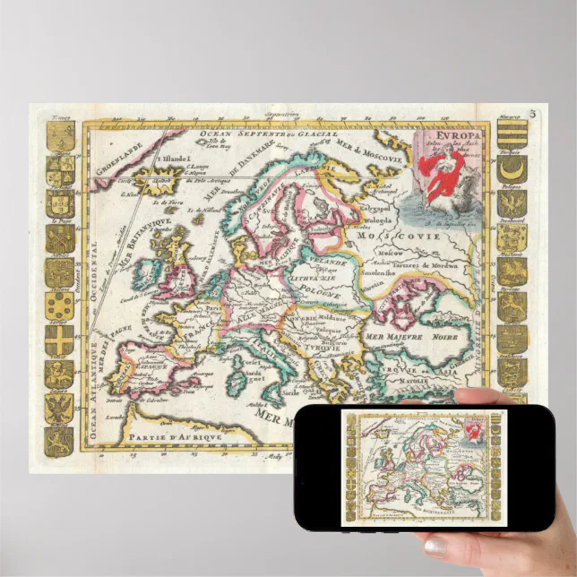 Vintage Map of Europe (1706) Poster | Zazzle